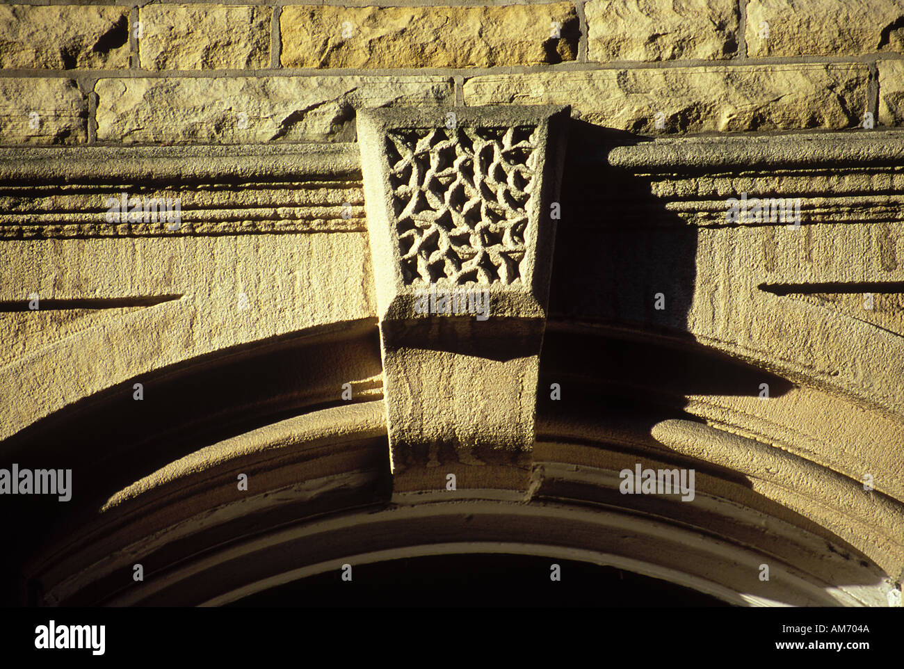 Vermiculated neo classical keystone Hebden Bridge Yorkshire Stock Photo ...