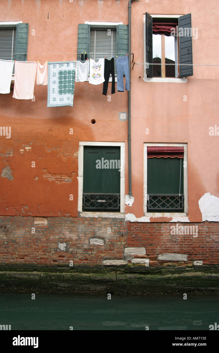Laundry Drying from a Window in Venice Stock Photo - Alamy
