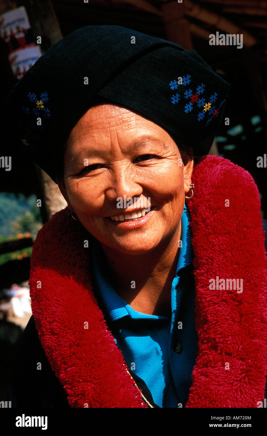Thailand, Chiang Rai Province, woman's portrait from Yao ethnic group ...