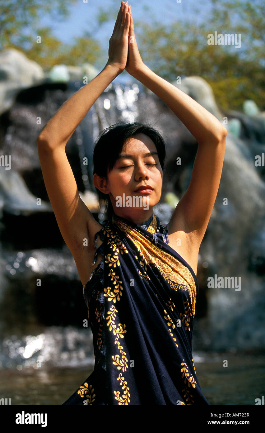 Thailand, Chiang Mai Province, Chiang Mai city, relaxing in spa, yoga ...