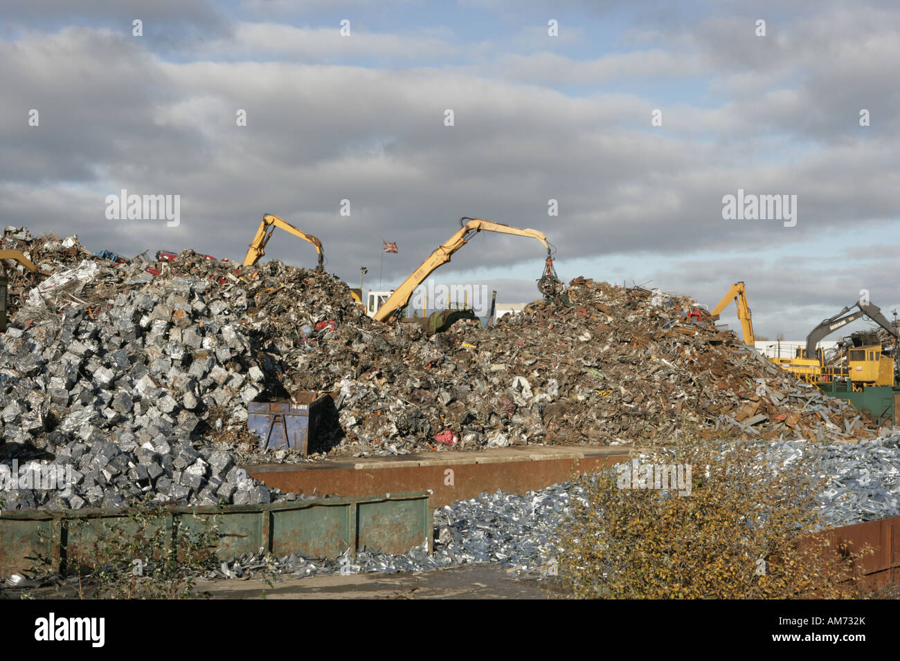 One of the largest scrap yards in the country at Swindon, large cranes ...