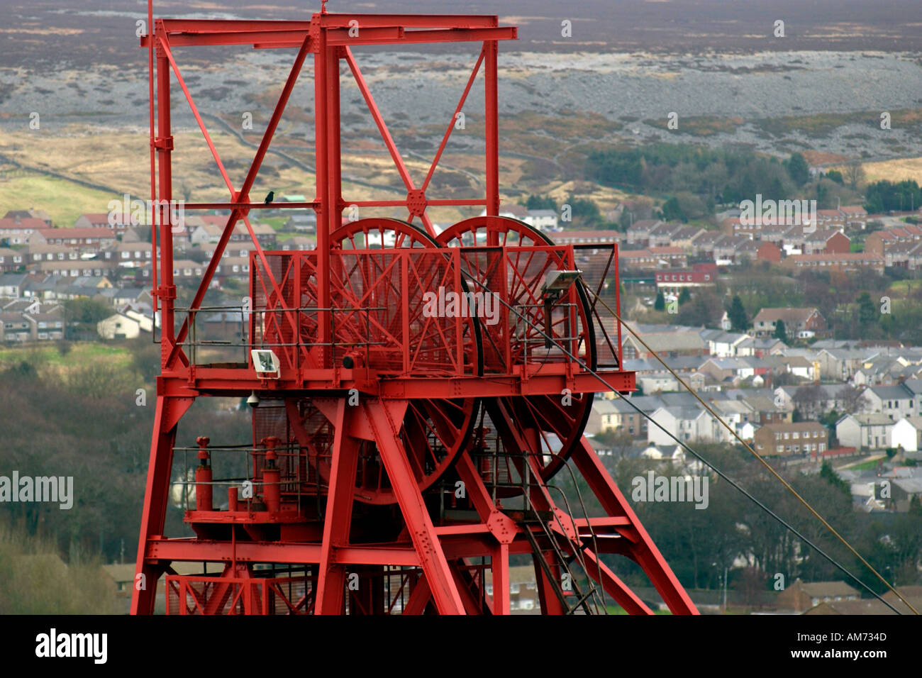 Pit head winding gear at the Big Pit National Coal Museum Blaenavon ...