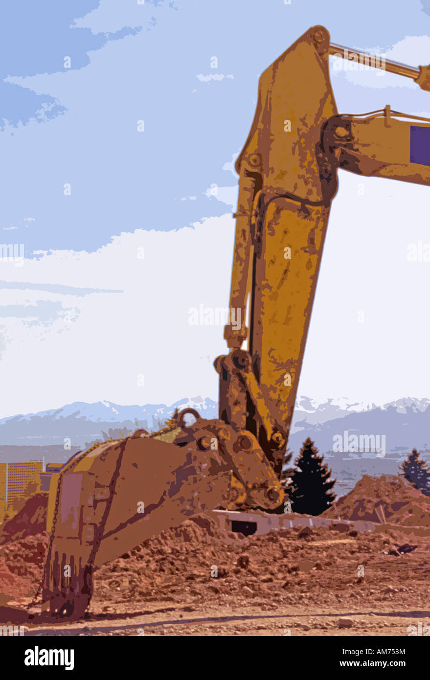 A backhoe sitting at a construction site ready to dig. It could ...