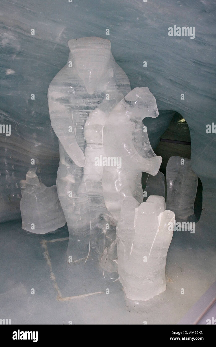 Ice sculpture of ice bears in the Ice Palace, Jungfraujoch, Bernese ...