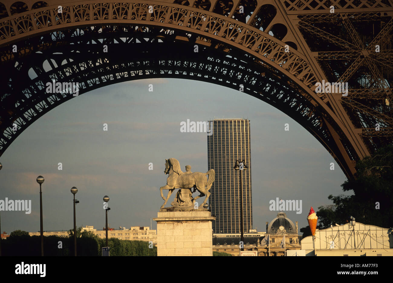 Eiffel Tower Tour Montparnasse office building Paris France Stock Photo ...