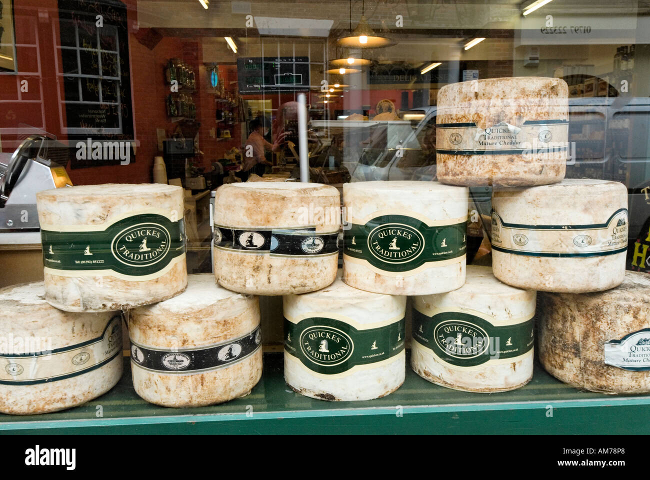 Traditional English cheeses in shop window in Rye Stock Photo - Alamy