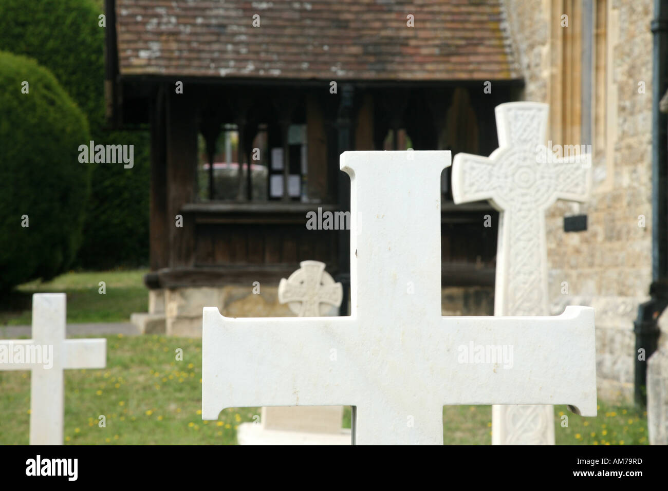 White gravestones in a church graveyard Stock Photo - Alamy