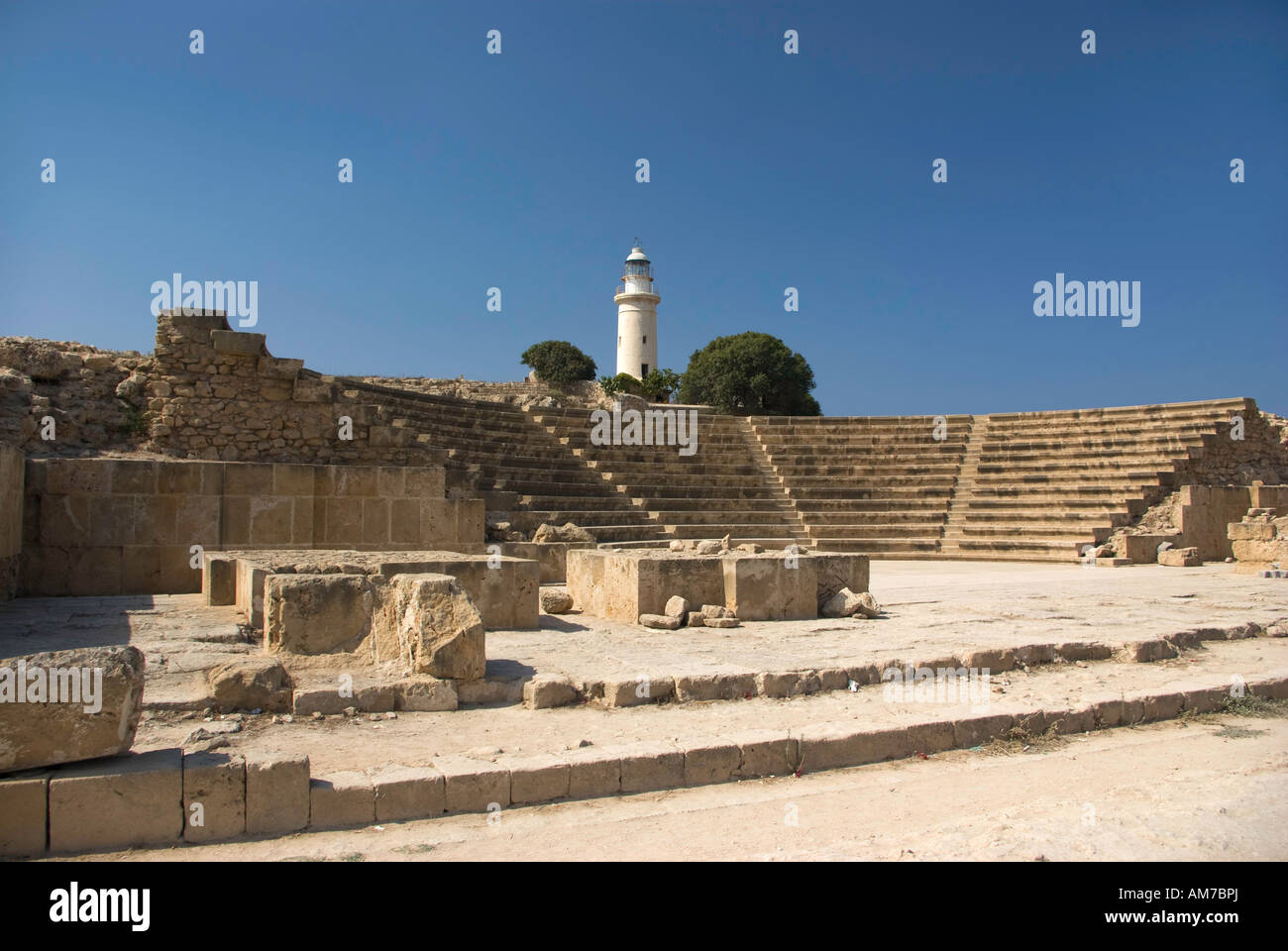 ancient amphitheatre and lighthouse at Kato Paphos, a UNESCO world ...