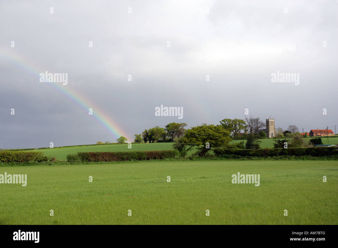 A Double Rainbow Across Farmland North Norfolk UK Stock Photo - Alamy