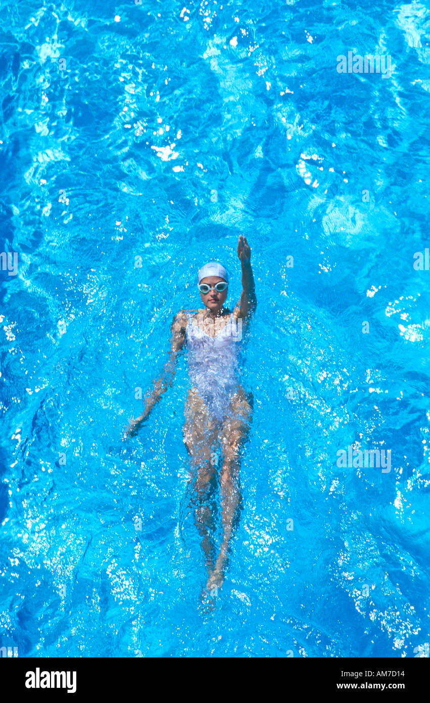 female swimmer doing the backstroke Stock Photo - Alamy