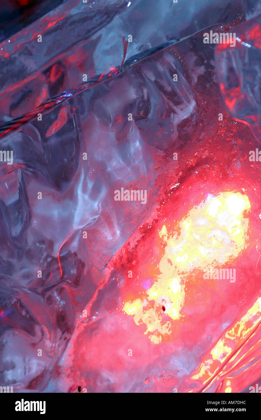 Red light shining through ice Stock Photo - Alamy