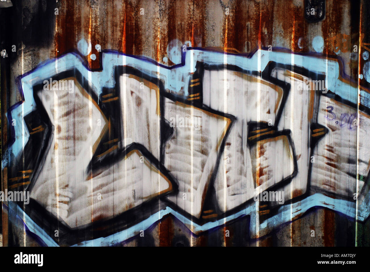 Graffiti on a metal wall Stock Photo - Alamy