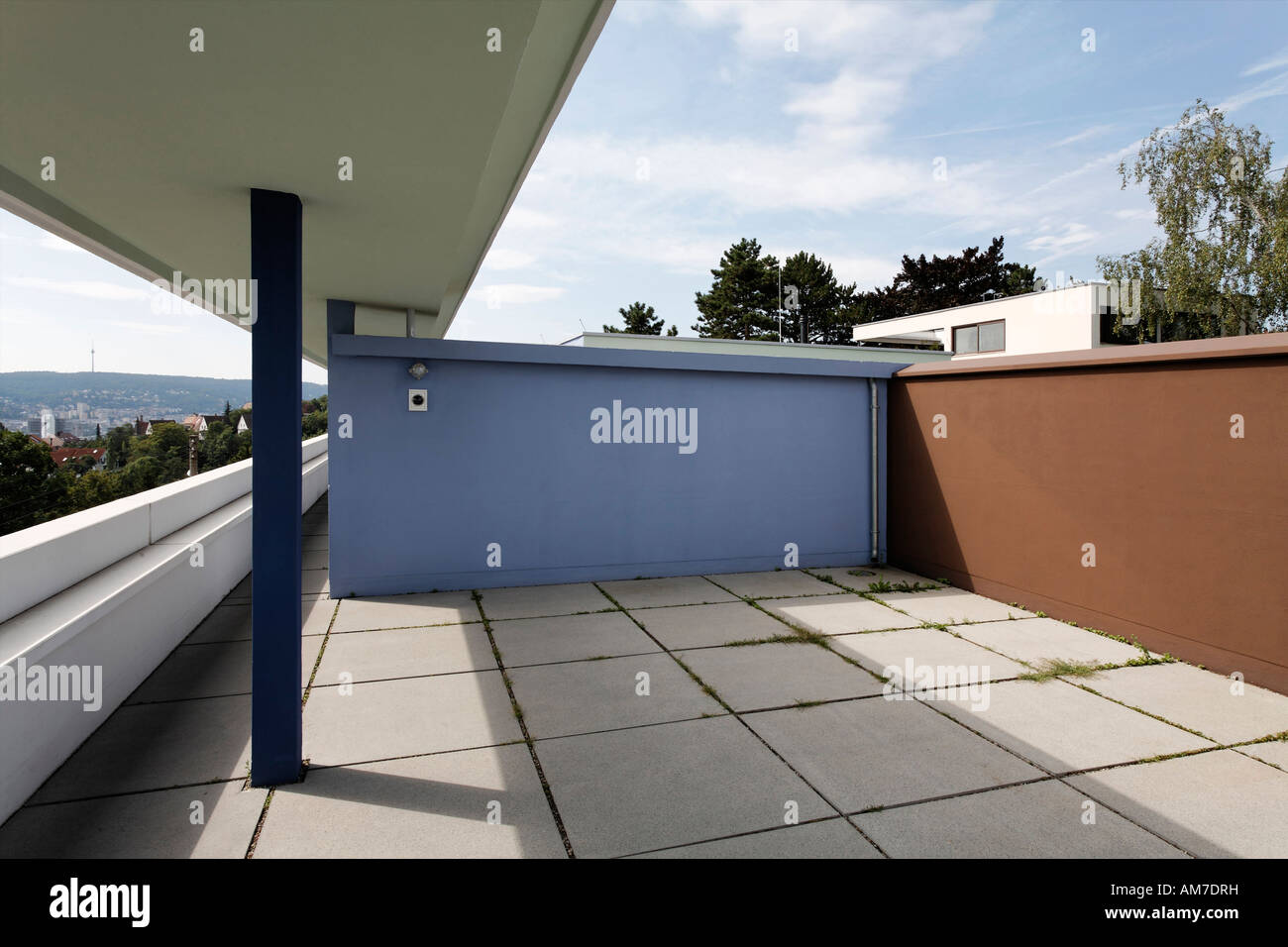 Roof terrace at the Corbusier house, designed 1927, museum Weissenhof ...