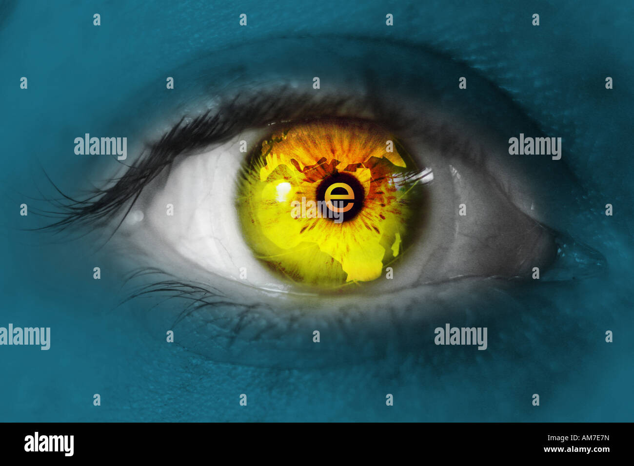 Digital eye in the internet world of information and consumerism Stock ...