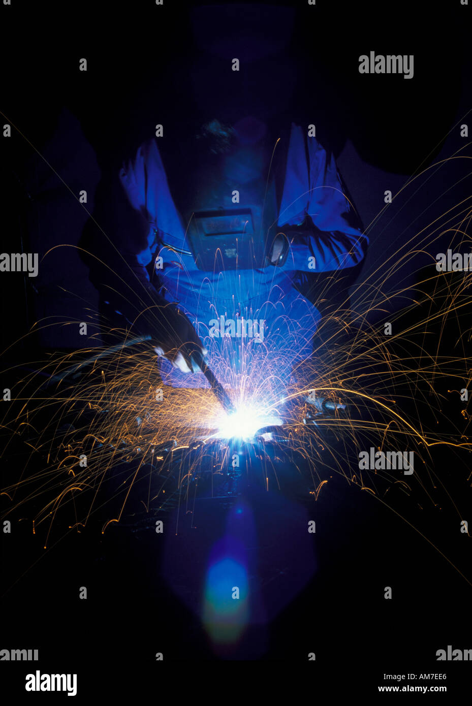 A Welder Welding Stock Photo - Alamy