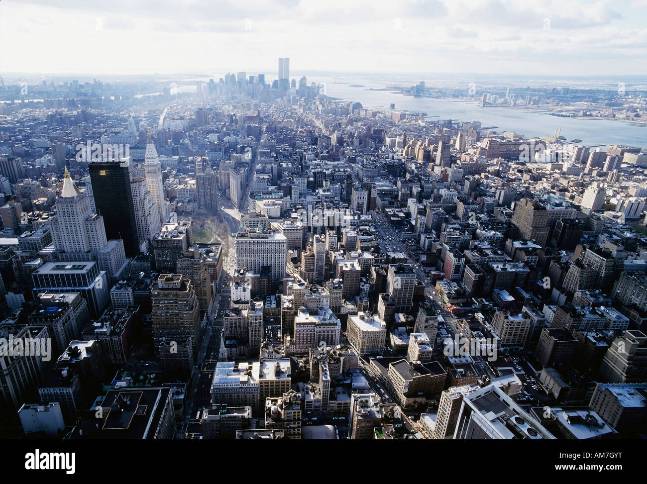 South of Manhattan, view from the Empire State Building, New York City ...