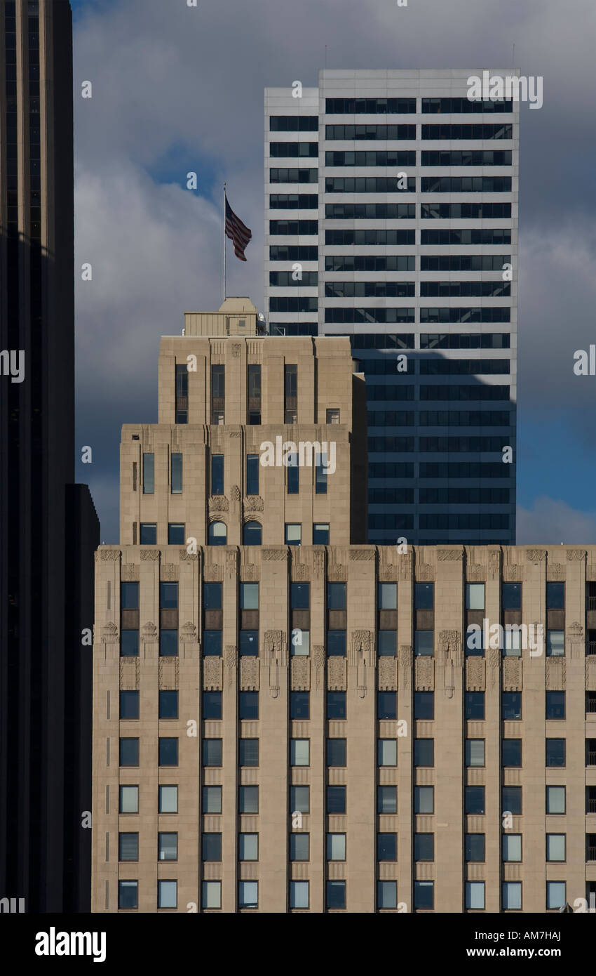 High rise skyscrapers buildings in downtown business district and USA ...
