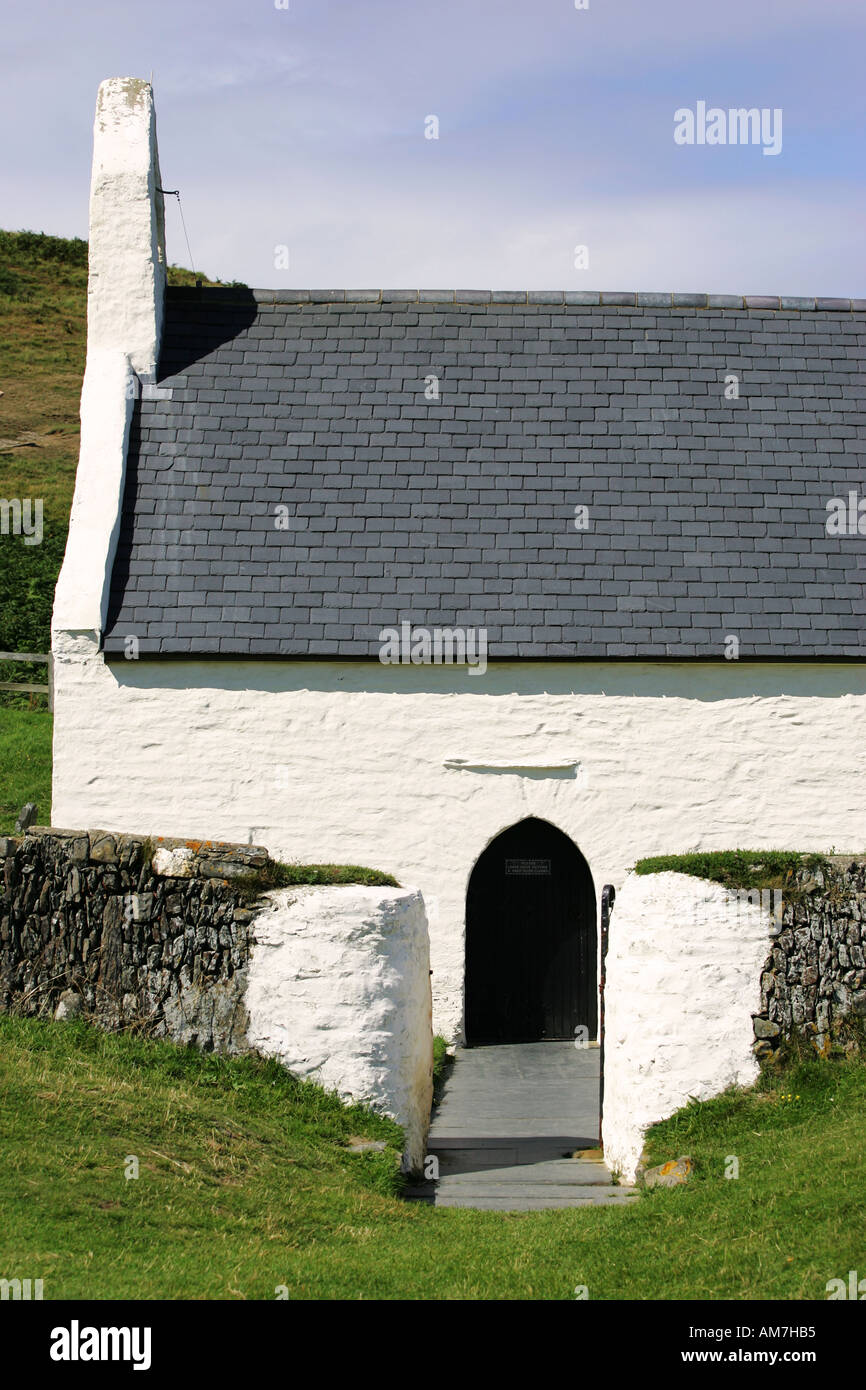 Ancient 6th sixth century Mwnt Church stands on the Mid Wales coast ...