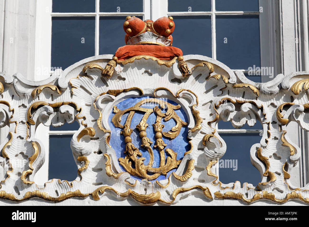 Palace of the prince elector, involuted monogram, Trier, Rhineland ...