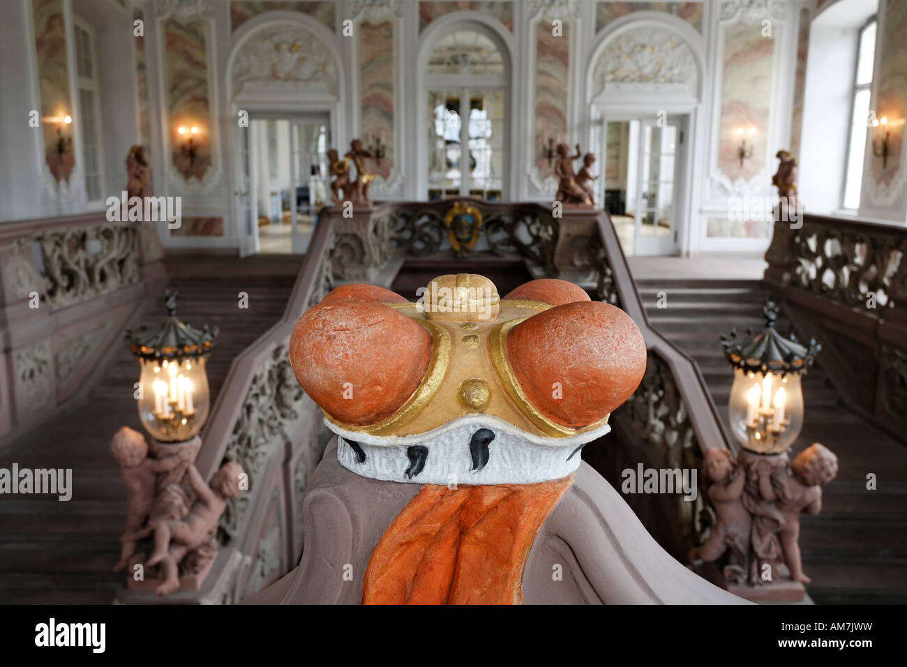 Sculptural crown, decoration of the rococo staircase, palace of the ...