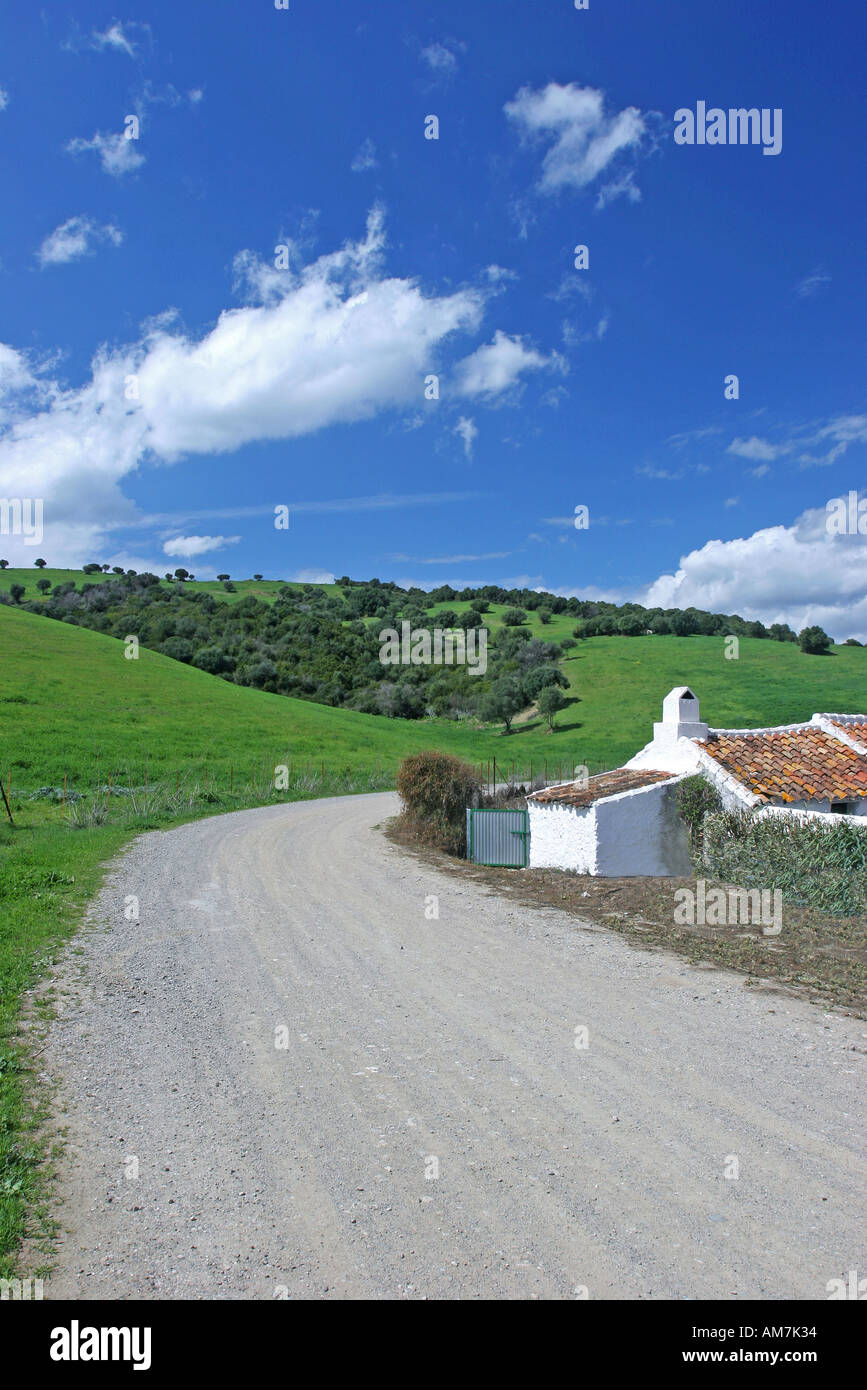 Road deep in the heart of the Spanish countryside with farm Stock Photo ...