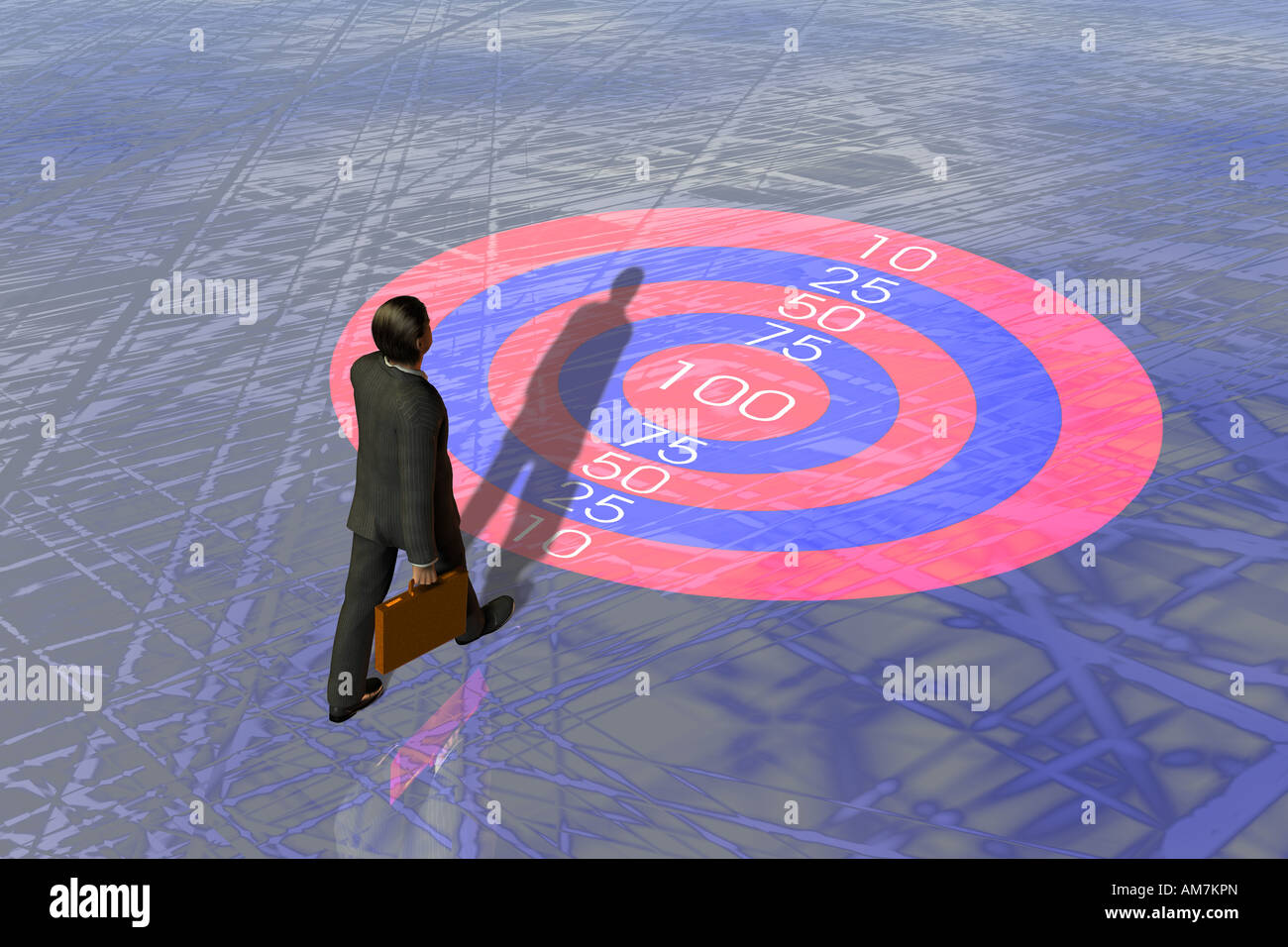 Businessman walking toward a target Stock Photo - Alamy