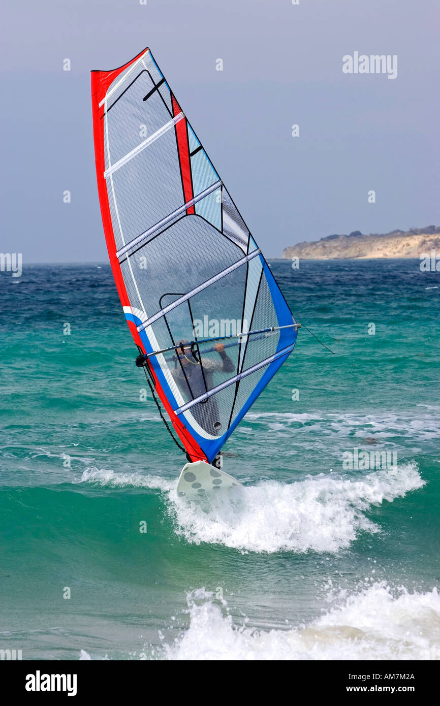 Windsurfer on sunny Tarifa beach in southern Spain Stock Photo - Alamy