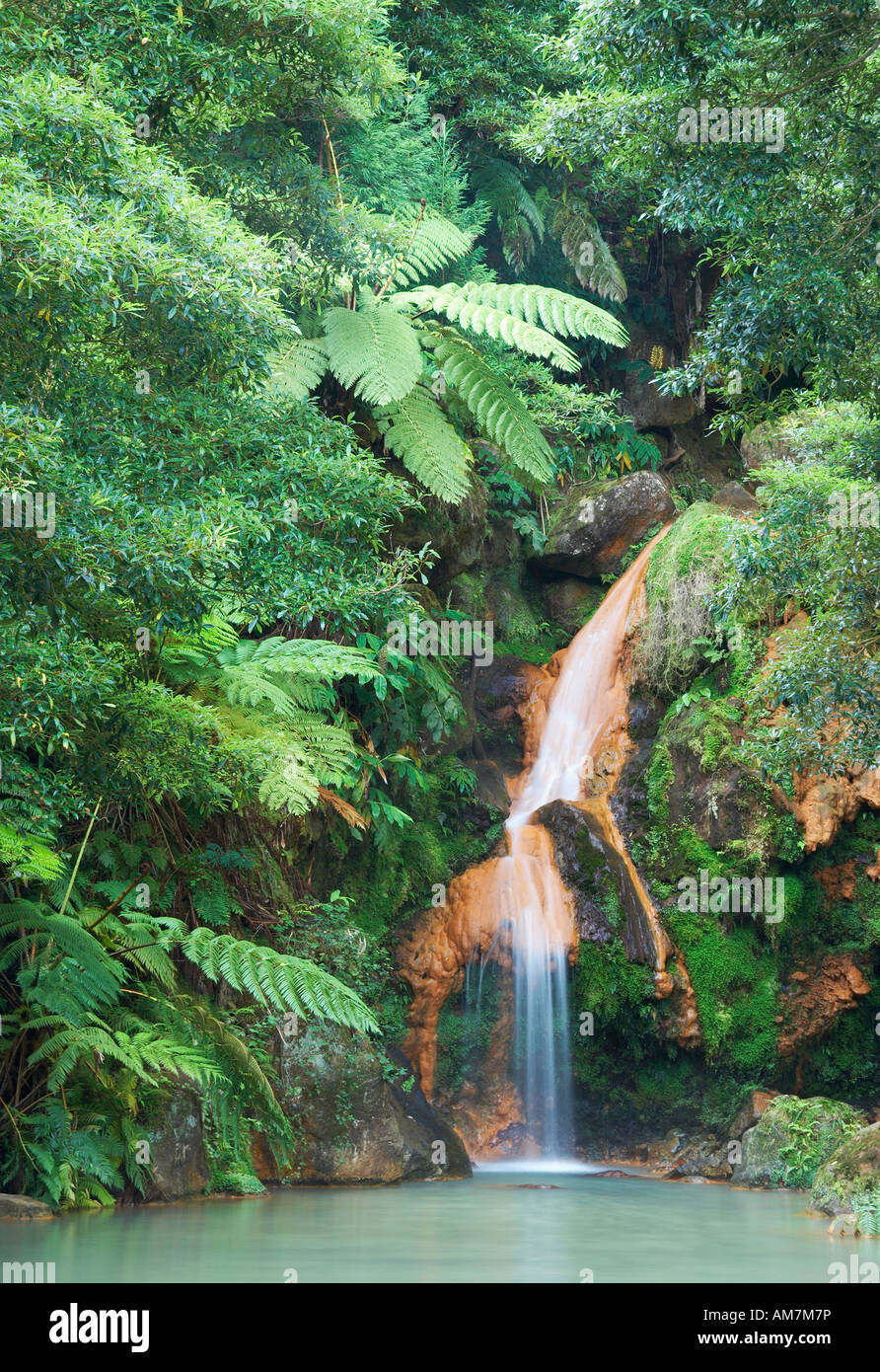 Caldeira Velha waterfall and bathing pool, Sao Miguel island, The ...