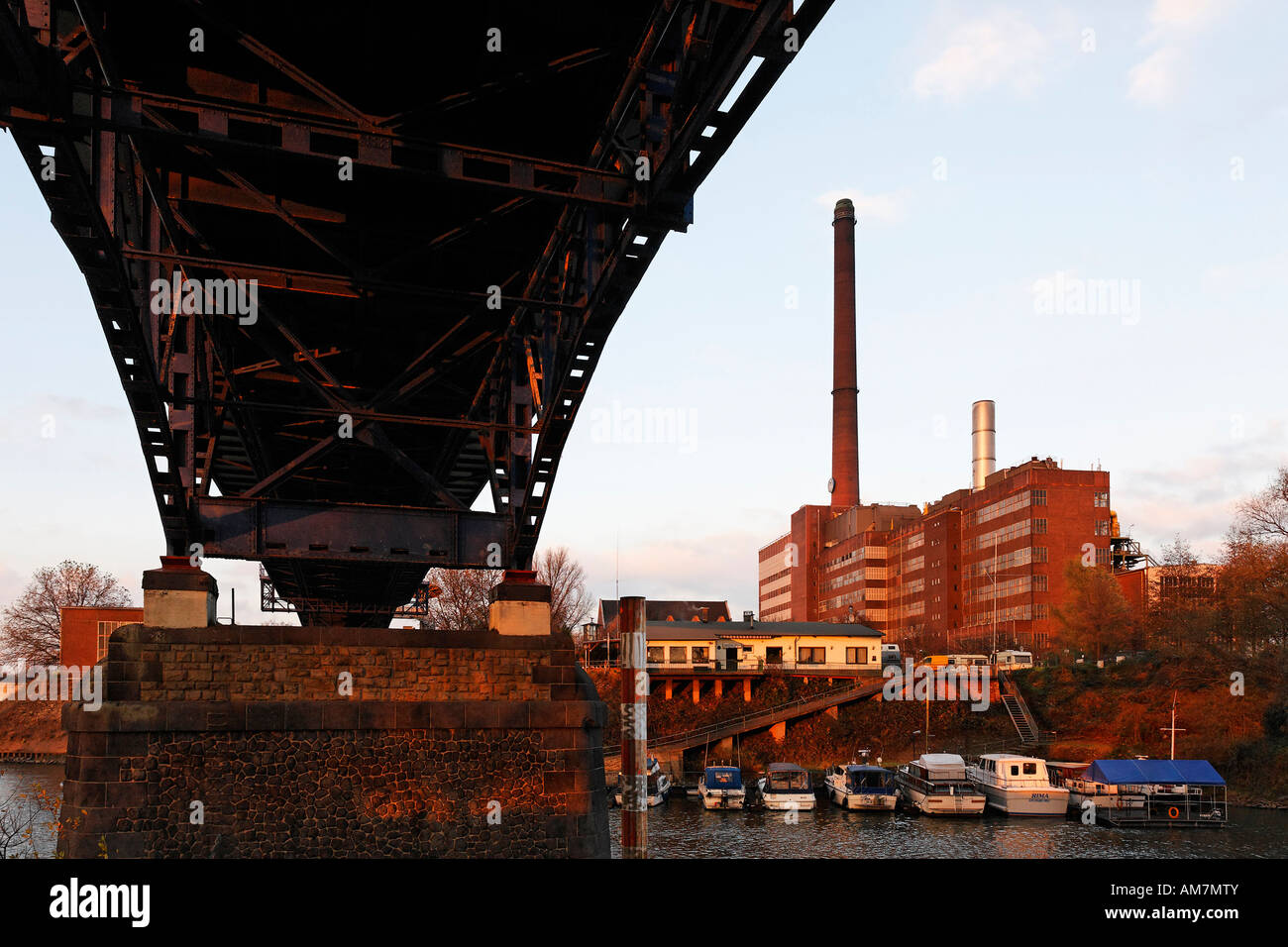 ThysseKrupp power station Hermann Wenzel, marina, Duisburg-Ruhrort, NRW ...