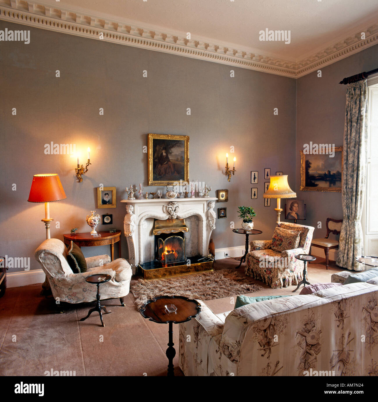 Morning room of Ballywalter Park in 1990s Northern Ireland Stock Photo ...