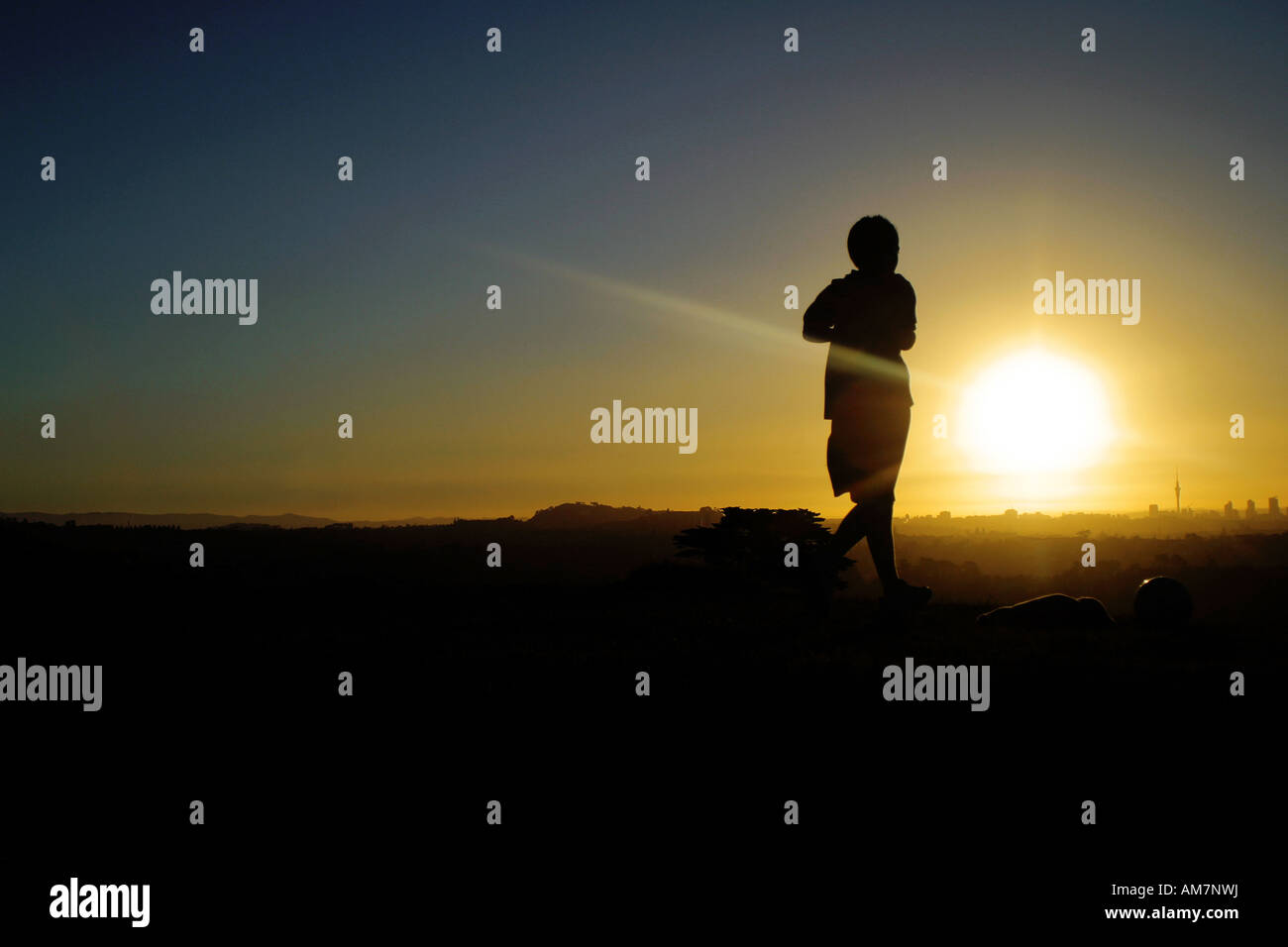 Town sunset man running hi-res stock photography and images - Alamy