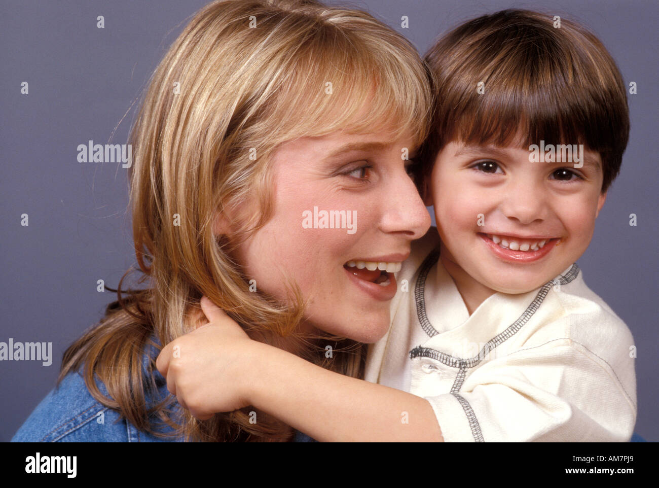 Mother and son smiling, portrait Stock Photo - Alamy