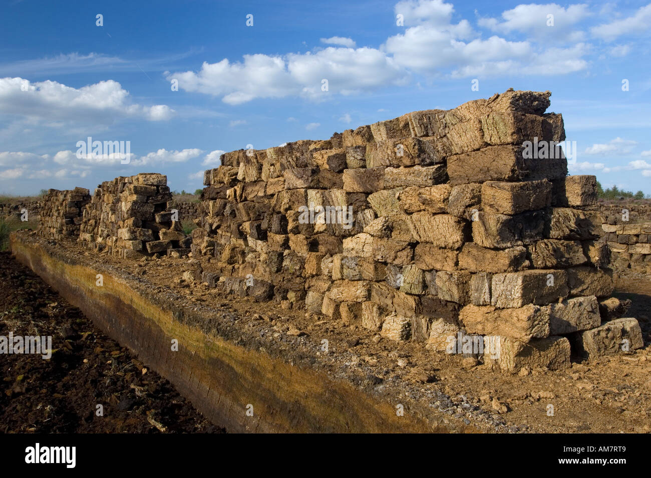 Turf extraction at Goldenstadter Moor (swamp), North Germany, Europe ...