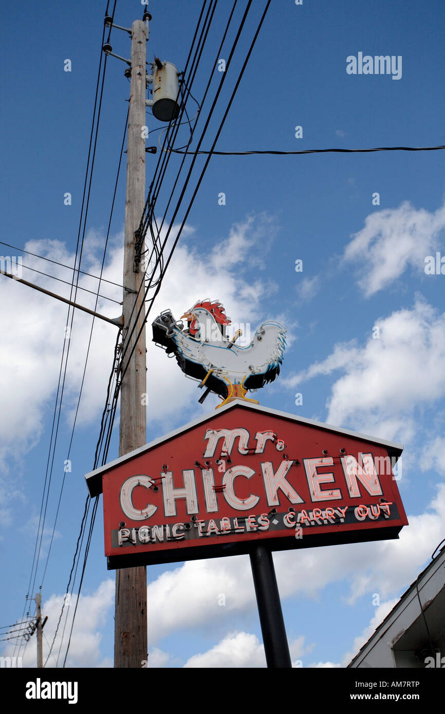 Mr Chicken fast food joint sign and telegraph poles. Watkins Glen ...