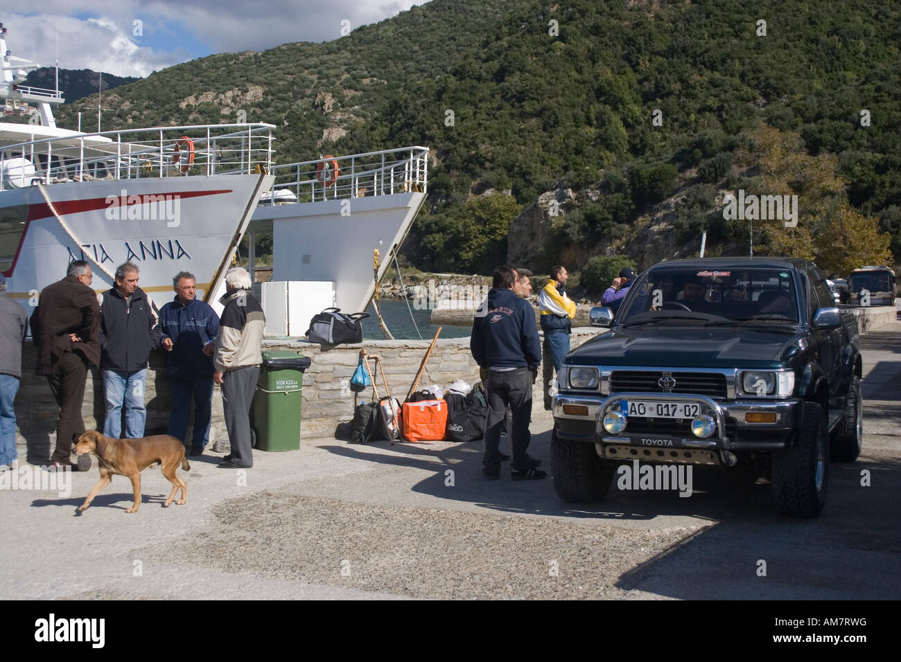 Mount Athos, Dafni, port of Karea, capital of Holy mountain, Greece ...