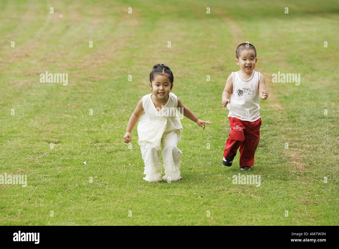 Children Playing in Grass Stock Photo - Alamy