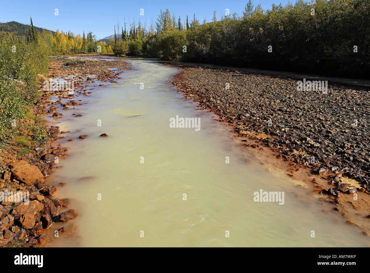Mineral bearing mud at Mineral Creek, Dempster Highway, Yukon Territory ...