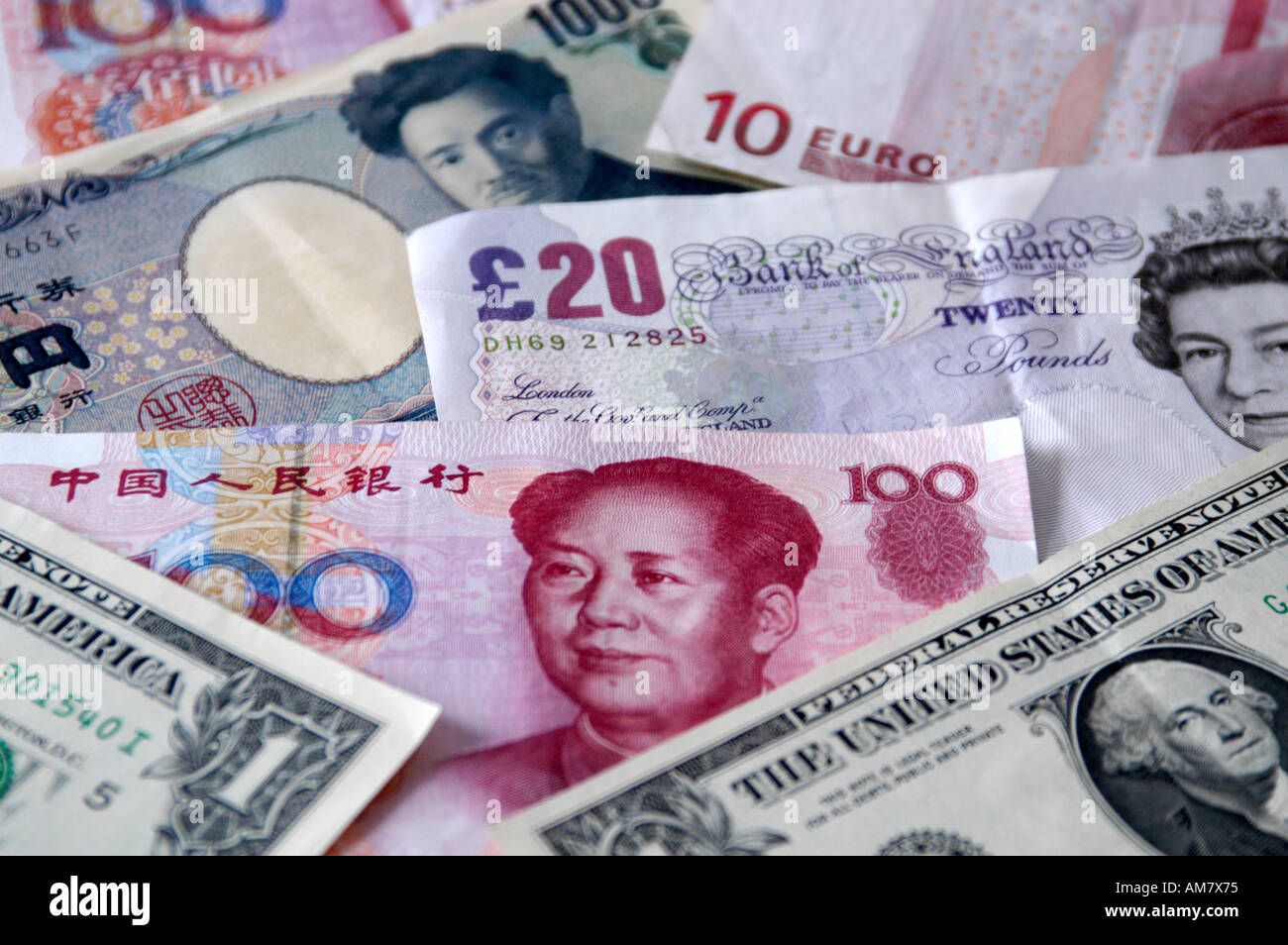 Mix of foreign currency notes Stock Photo - Alamy