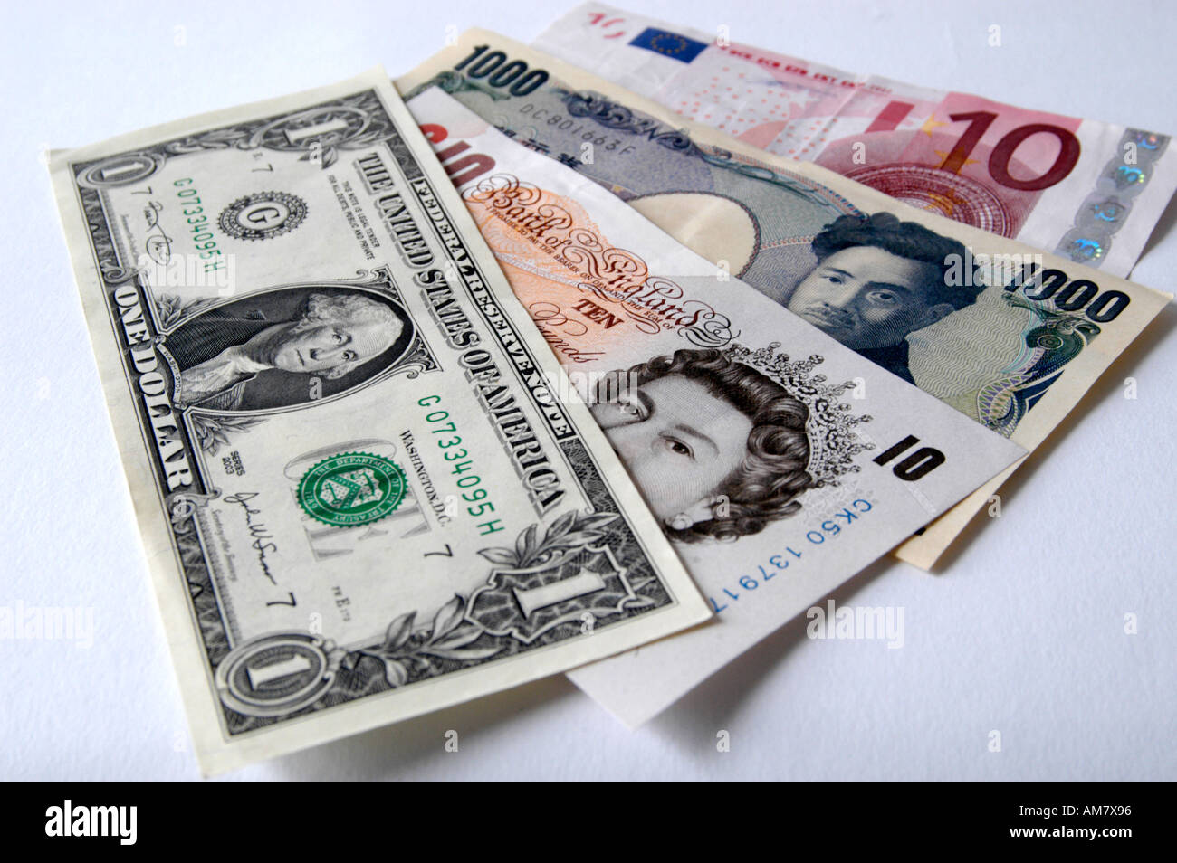 Mix of foreign currency banknotes Stock Photo - Alamy