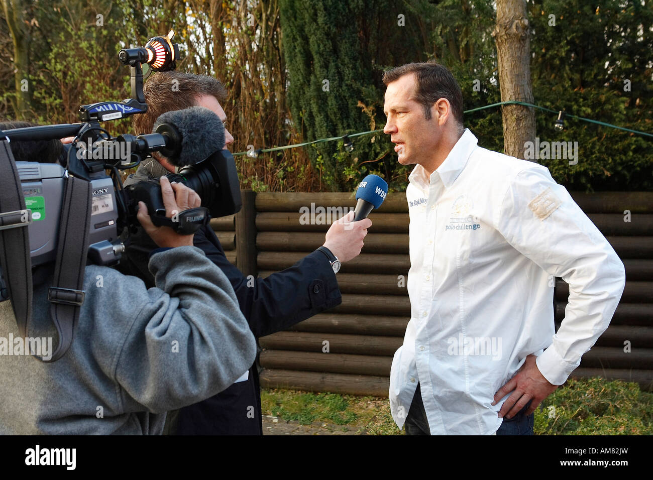 German boxer Henry Maske during TV interview, Overath, North Rhine ...