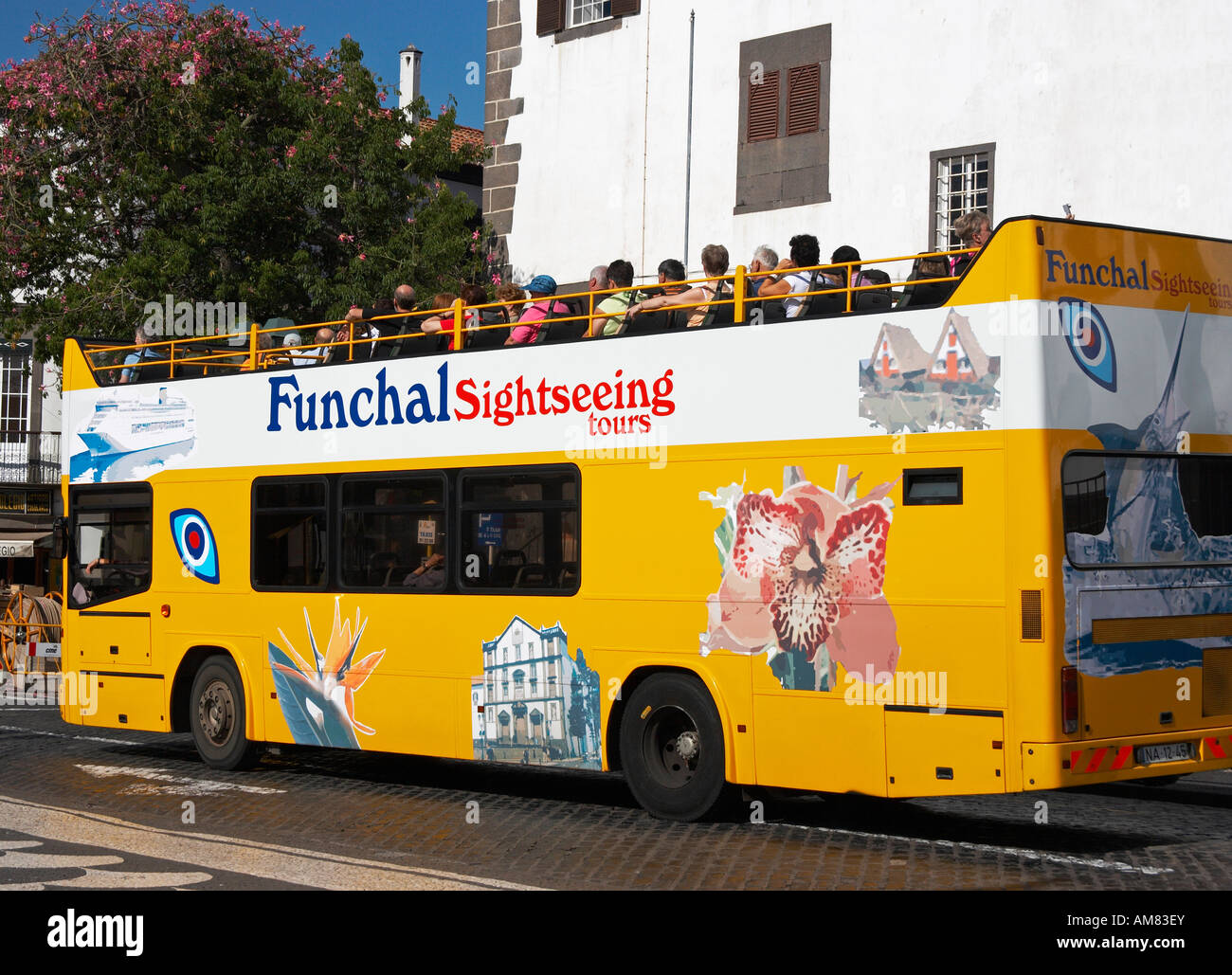 sightseeing bus in Funchal the capital of Madeira Stock Photo - Alamy