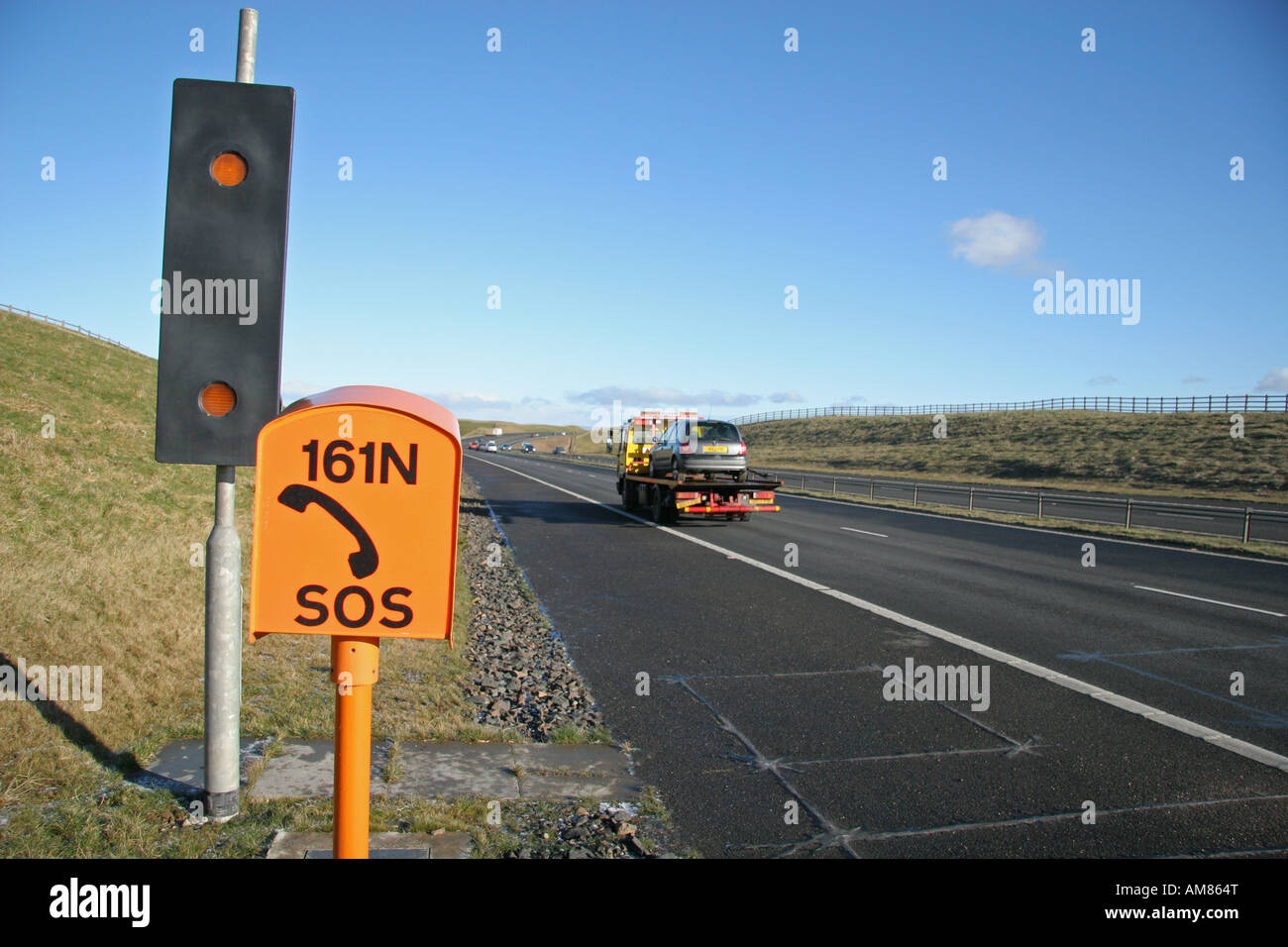 Motorway emergency telephone Stock Photo - Alamy