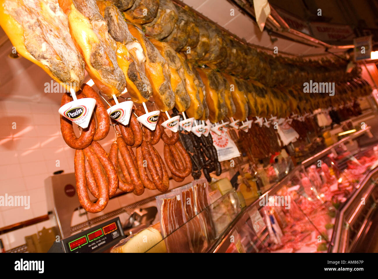 Spanish Meat at Mercado Central, Valencia, Spain, Mediterranean, Europe ...