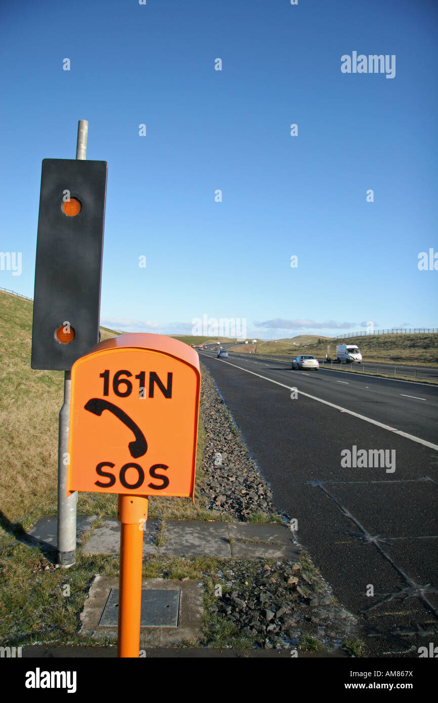 Motorway emergency telephone Stock Photo - Alamy