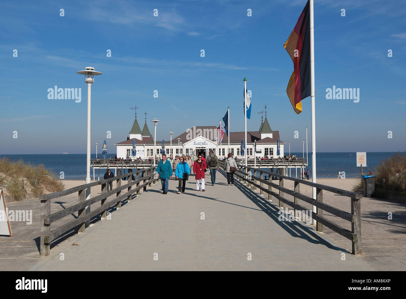 Pier in the Kaiserbad Ahlbeck on Usedom, Ahlbeck, Mecklenburg-Western ...