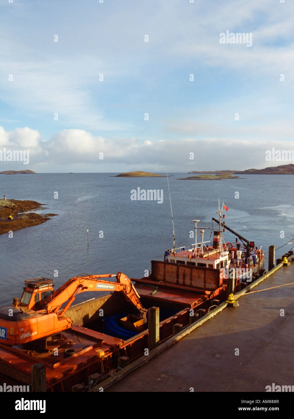 Vessel alongside Quay Lochmaddy Loch nam Madadh North Uist Outer ...