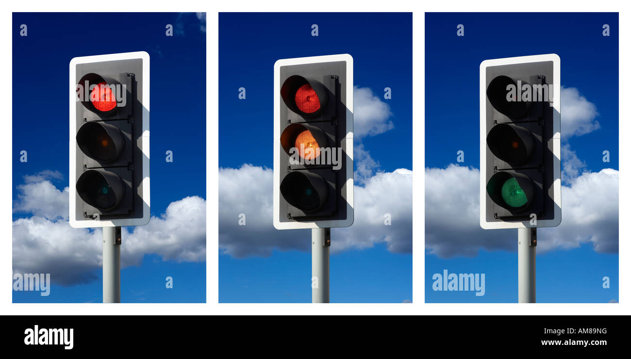 THREE PICTURE SEQUENCE OF ROAD TRAFFIC LIGHT Stock Photo - Alamy