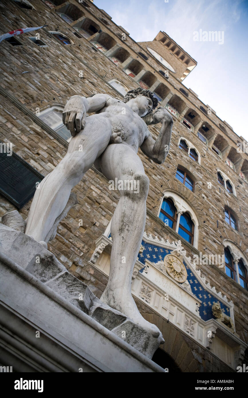 Piazza Della Signoria - David's statue at the entrance of the Palazzo ...