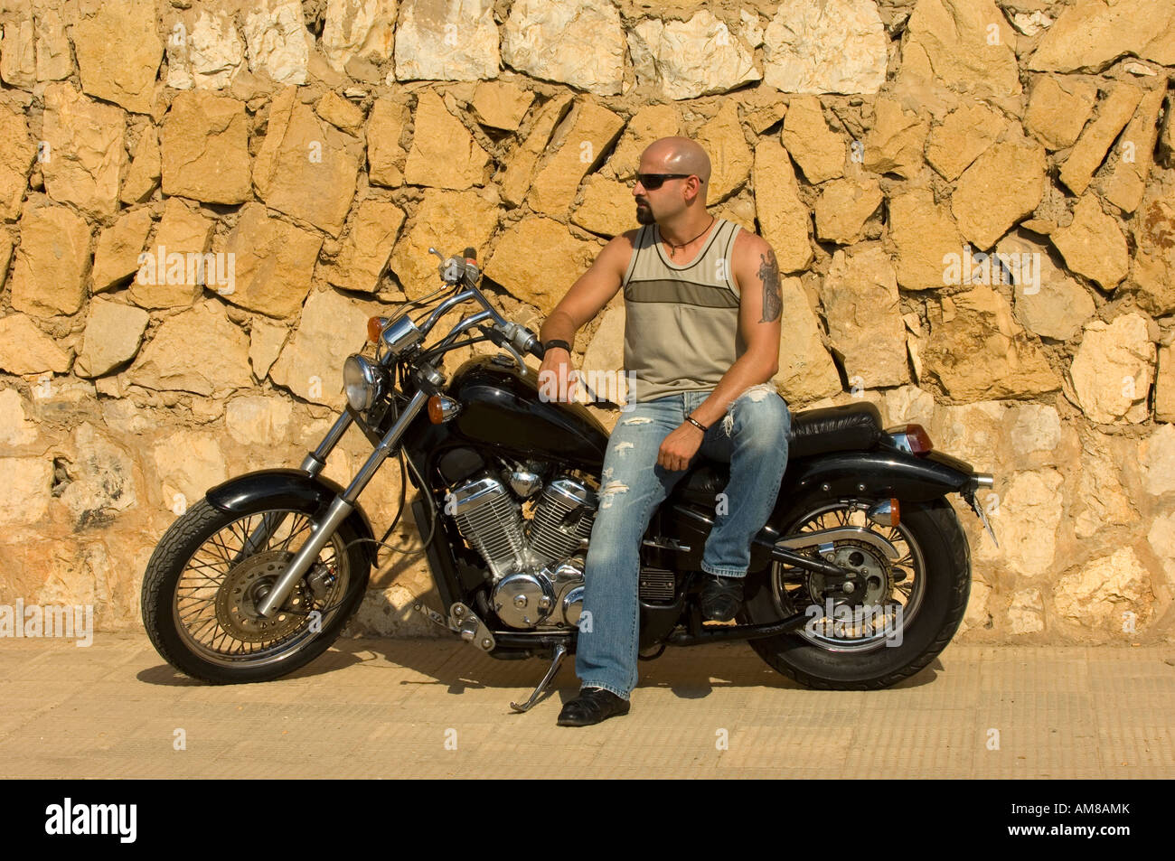 Biker bald hi-res stock photography and images - Alamy