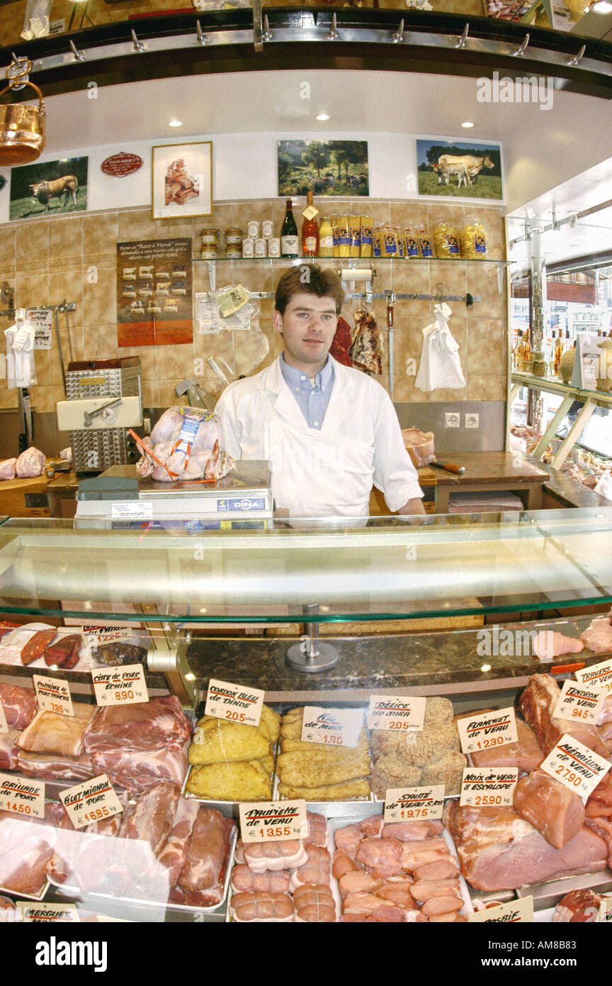 Paris France, French Butcher Shop "Boucherie de la Mai rie" Portrait "F ...